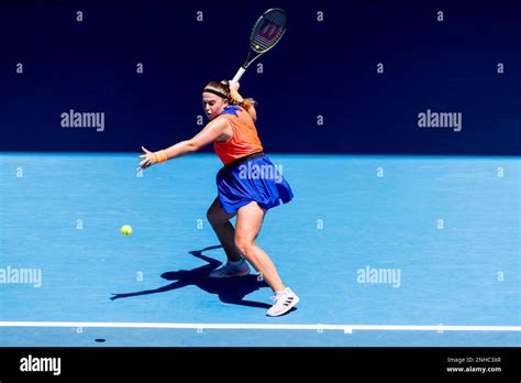 Melbourne Vic January 22 Jelena Ostapenko Of Latvia In Action