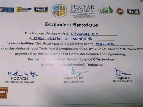 Nithyashri Murali On Linkedin Won Second Prize🥈 In The Debugging Event