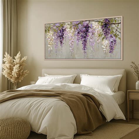 Cascading Wisteria Flowers Canvas Wall Art Purple Floral Wall Decor