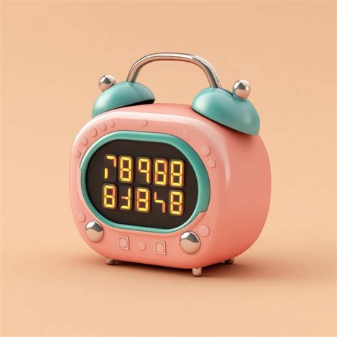 Retro Pink Alarm Clock With Digital Display Premium Ai Generated Image