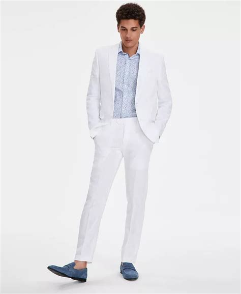 34 Mens Slim Fit Linen Suit Separates Created For Macys White