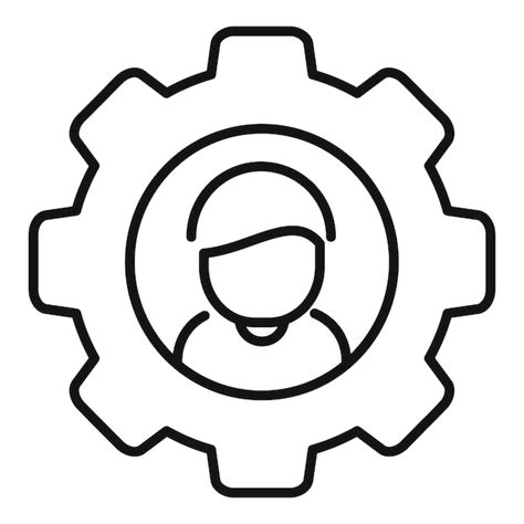 Premium Vector User Profile In Gear Icon Line Art