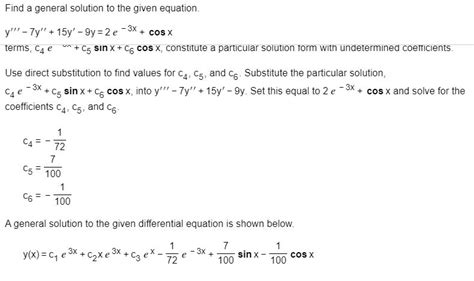 Solved Find A General Solution To The Given Equation Y
