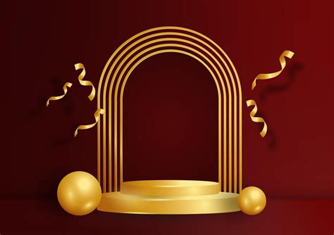 Premium Vector Vector Stage 3d Gold And Red