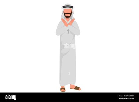 Business Flat Cartoon Style Drawing Arabian Businessman With Crossing