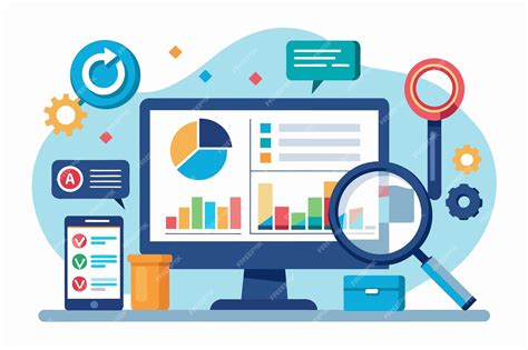 Premium Vector A Desktop Computer Screen Shows Various Business