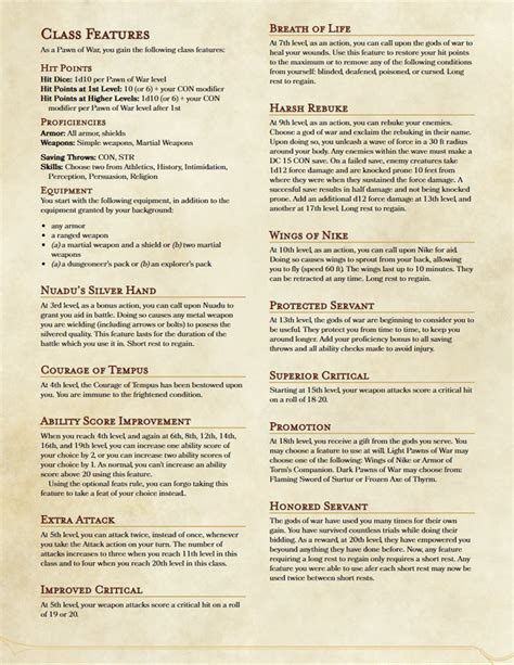 Pawns Of War A New Class Featuring Two Sublasses Light And Dark Pawns
