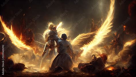 An Angel Fights With A Demon Eternal Battle Good Vs Evil Inspired By