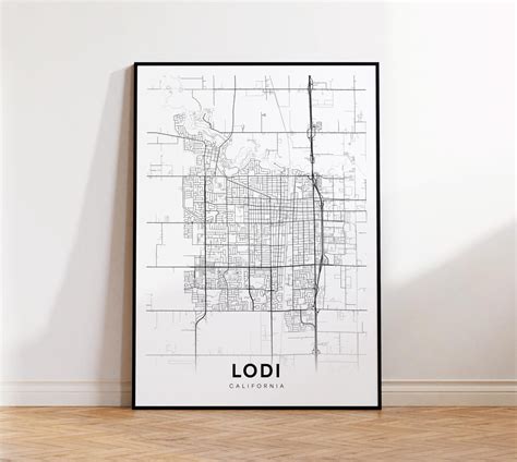 Lodi City Map Print Lodi Street Map Poster California Map Art Street