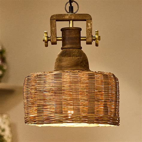 Industrial Style Brown Wicker Ceiling Light Shade