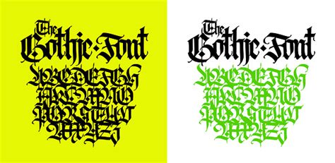 고딕 노란색 배경의 대문자 및 소문자 아름답고 세련된 서예 문신과 디자인에 대한 우아한 유럽 서체 중세 게르만 모던 스타일 그래피티에 대한 스톡 벡터 아트 및 기타 이미지