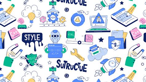 A Doodle Seamless Pattern With Coding Web And Development Elements Stock Illustration Download