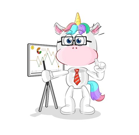 Premium Vector Unicorn Marketing Character Cartoon Mascot Vector
