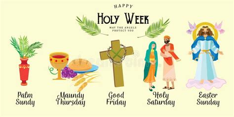 Set For Christianity Holy Week Before Easter Lent And Palm Or Passion Sunday Good Friday
