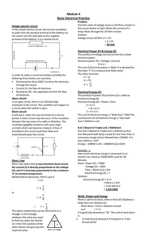 Basic Electrical Practice Ohms Law Module 4 Basic Electrical