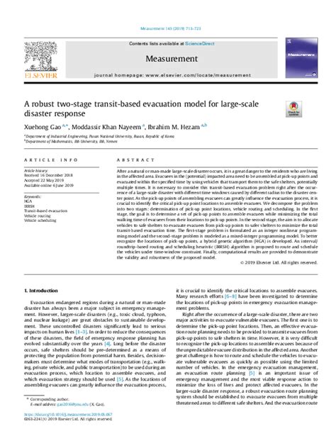 Pdf A Robust Two Stage Transit Based Evacuation Model For Large Scale Disaster Response