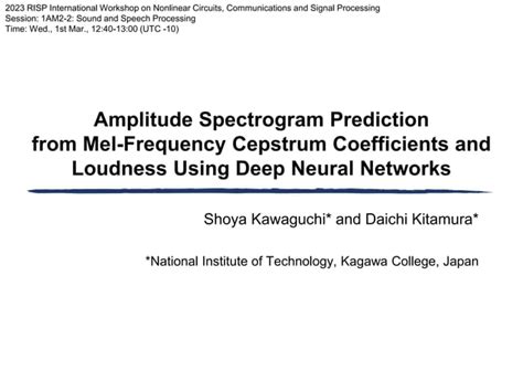 Amplitude Spectrogram Prediction From Mel Frequency Cepstrum Coefficients And Loudness Using
