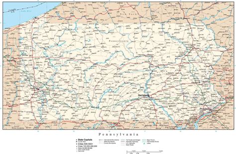 Pennsylvania Map In Adobe Illustrator Vector Format