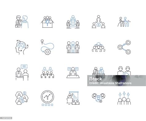 무역 회원 라인 아이콘 컬렉션입니다 공급 업체 딜러 유통 업체 도매 업체 소매 업체 상인 상인 벡터 및 선형 그림 중개인 대리인 계약자는 표지판 세트를 개략적으로 설명합니다