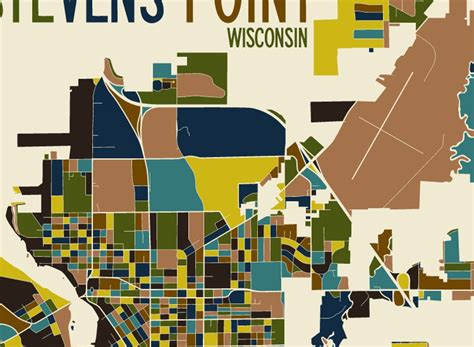 Stevens Point Wisconsin Art Map Print Portage County By James Steeno
