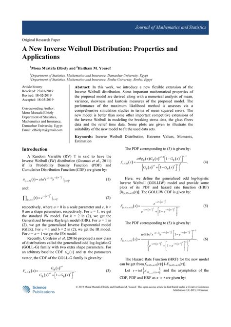 Pdf A New Inverse Weibull Distribution Properties And Applications