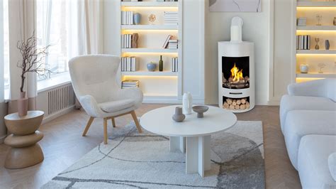 Luna White Modern Bioethanol Stove Gel Fireplaces Ltd