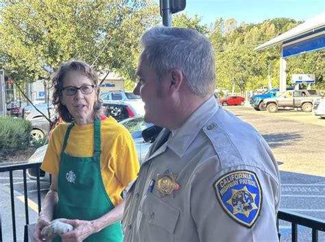 Chp Officers Chat With Locals At Lop Starbucks For Coffee With A Cop