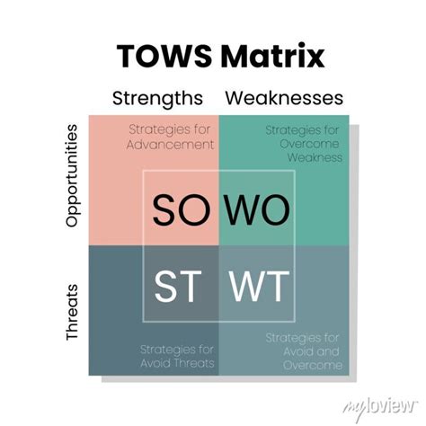 Infographic Tows Matrix Analysis Template Come From Swot Analysis Wall Mural Murals Weakness