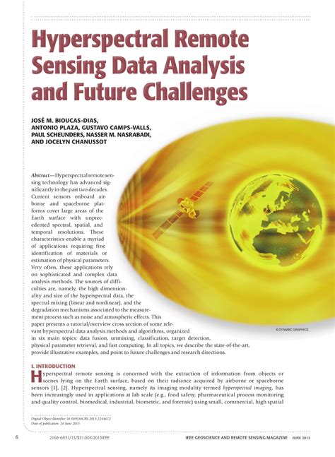 Pdf Hyperspectral Remote Sensing Data Analysis And Future Challenges