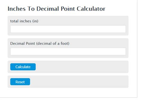 Inches To Decimal Point Calculator Calculator Academy