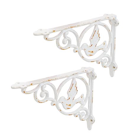 Sungmor 9 2 Inch Cast Iron Rustic White Brackets For Shelves 2pc