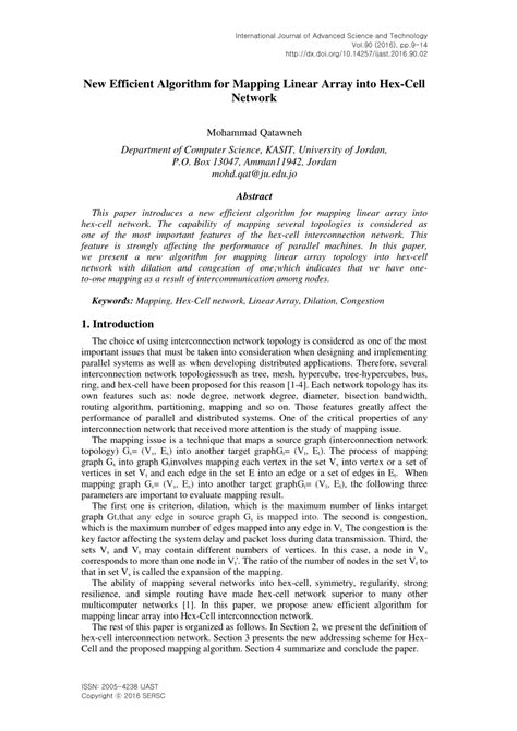 Pdf New Efficient Algorithm For Mapping Linear Array Into Hex Cell Network