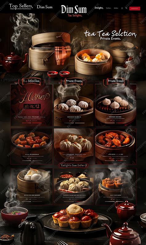 premium photo dim sum with multi level accordion menu and parallax