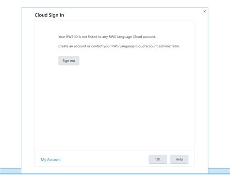 message your rws id is not linked to any rws language cloud account create an account or