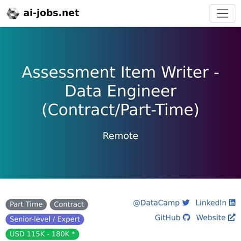 Hiring Part Time Contract Assessment Item Writer Data Engineer Contractpart Time