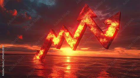 Interest Rate Percentage Sign With A Downward Trend Arrow In The Sky Global Economic Impact