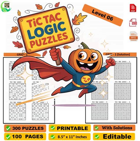 Tic Tac Logic Puzzles Level 06 Halloween Edition X O By Ame Teacher