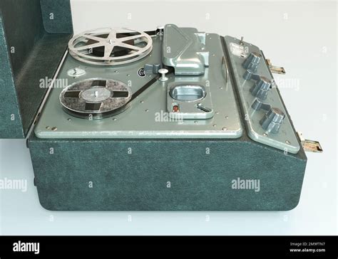 A Vintage Reel To Reel Analogue Analogue Audio Recorder In A Leather