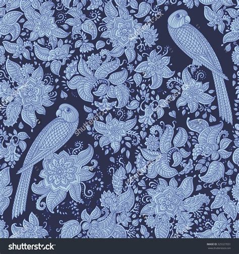 Vector Floral Seamless Pattern Exotic Bird Stock Vector Royalty Free