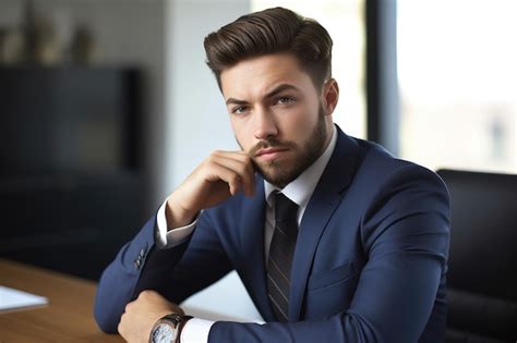 Premium Ai Image Portrait Of A Confident Young Businessman Working In An Office Created With