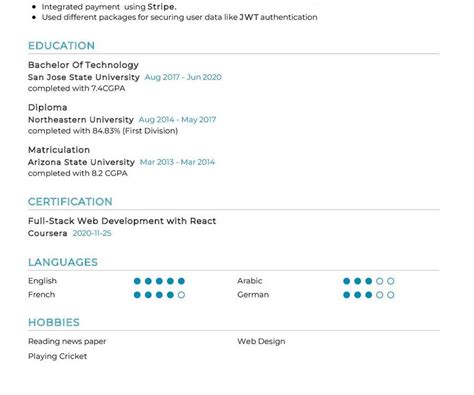 Full Stack Web Developer CV Example In ResumeKraft