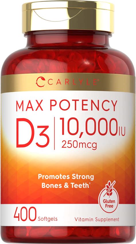 Vitamin D 10000 Iu 400 Softgels Value Size Max Potency Promotes