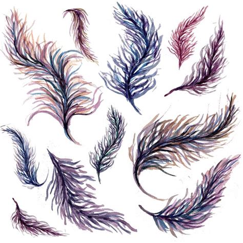 Premium Photo Watercolor Feathers Seamless Pattern