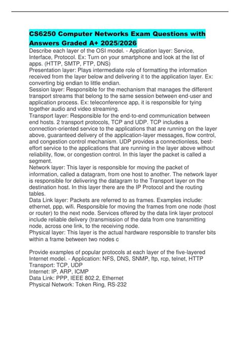 Cs6250 Computer Networks Exam Questions With Answers Graded A 20252026 Cs6250 Stuvia Us