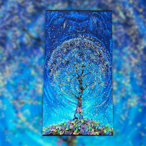 Utopia Metallic Tree Panel Panel Cm1018 Blue Jolly Stitcher