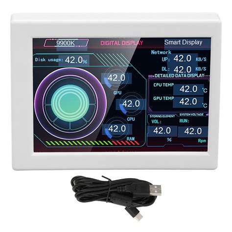 Computer Temp Monitor Inch Ips Type C Stepless Dimming Rotating Theme Editor Pc Cpu Data