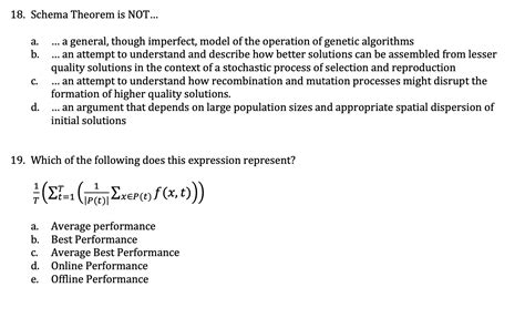 Solved 18 Schema Theorem Is Not A B C A General
