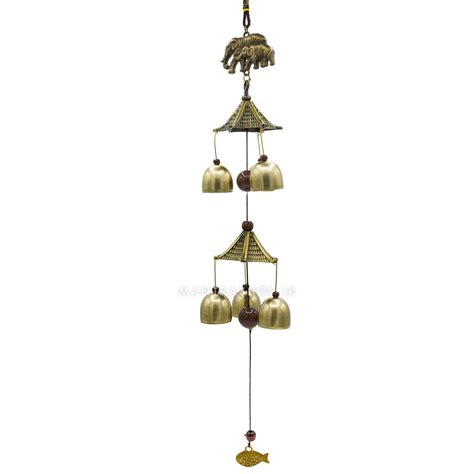 قیمت و خرید بادزنگ فنگ شویی فلزی شش زنگوله مدل سمبل فیل کد 309