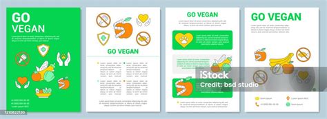채식 라이프 스타일 브로셔 템플릿 레이아웃입니다 선형 일러스트레이션이 있는 비건 전단지 소책자 리플렛 인쇄 디자인을 선택하십시오 잡지 연례 보고서 광고 포스터에 대한 벡터