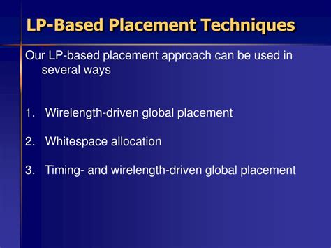 Ppt Effective Linear Programming Based Placement Techniques Powerpoint Presentation Id1811584